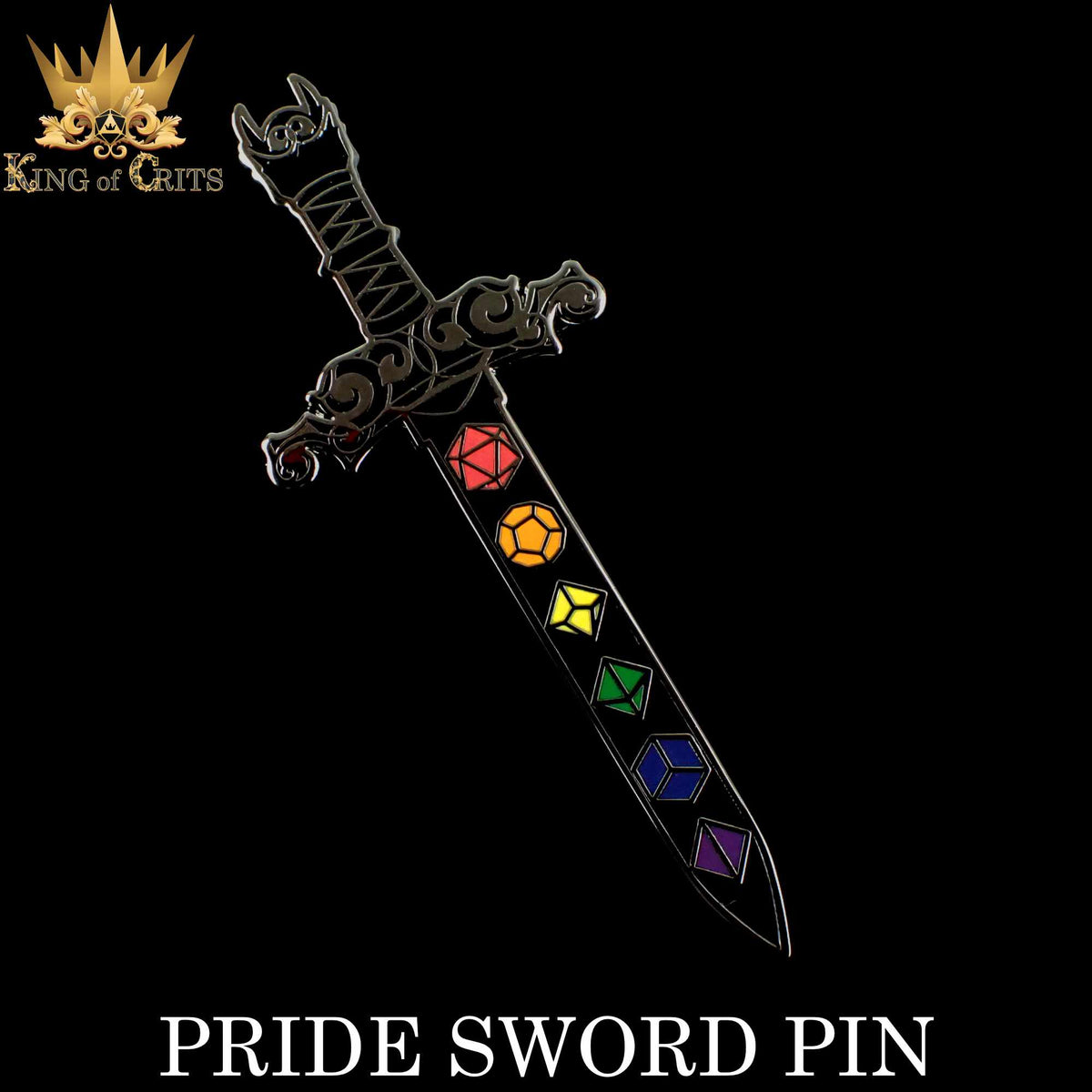Polyhedral Dice Sword Pin