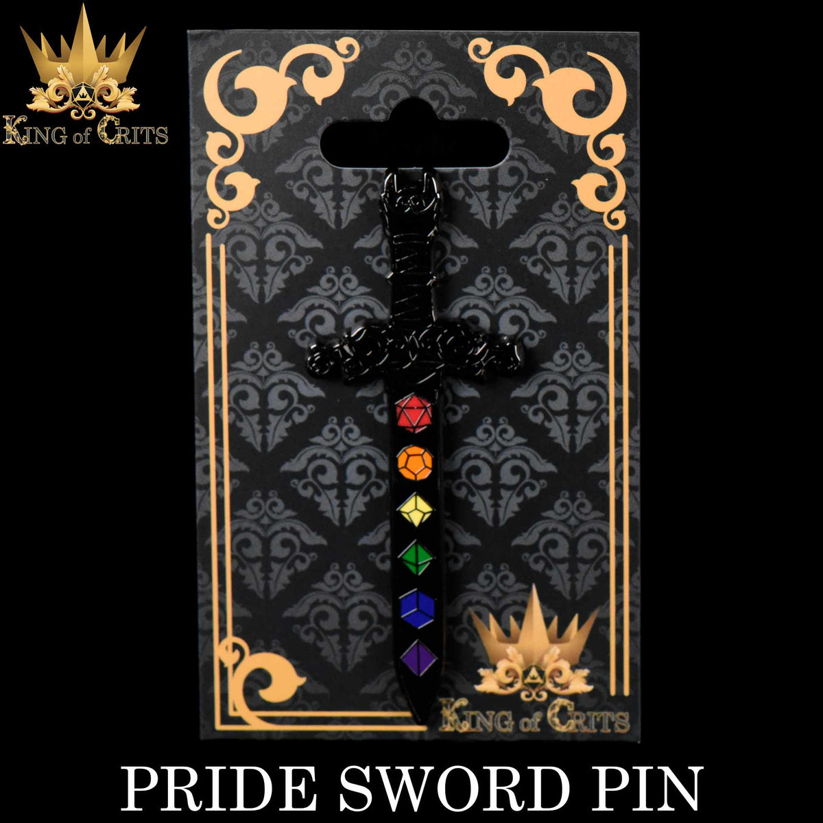 Polyhedral Dice Sword Pin