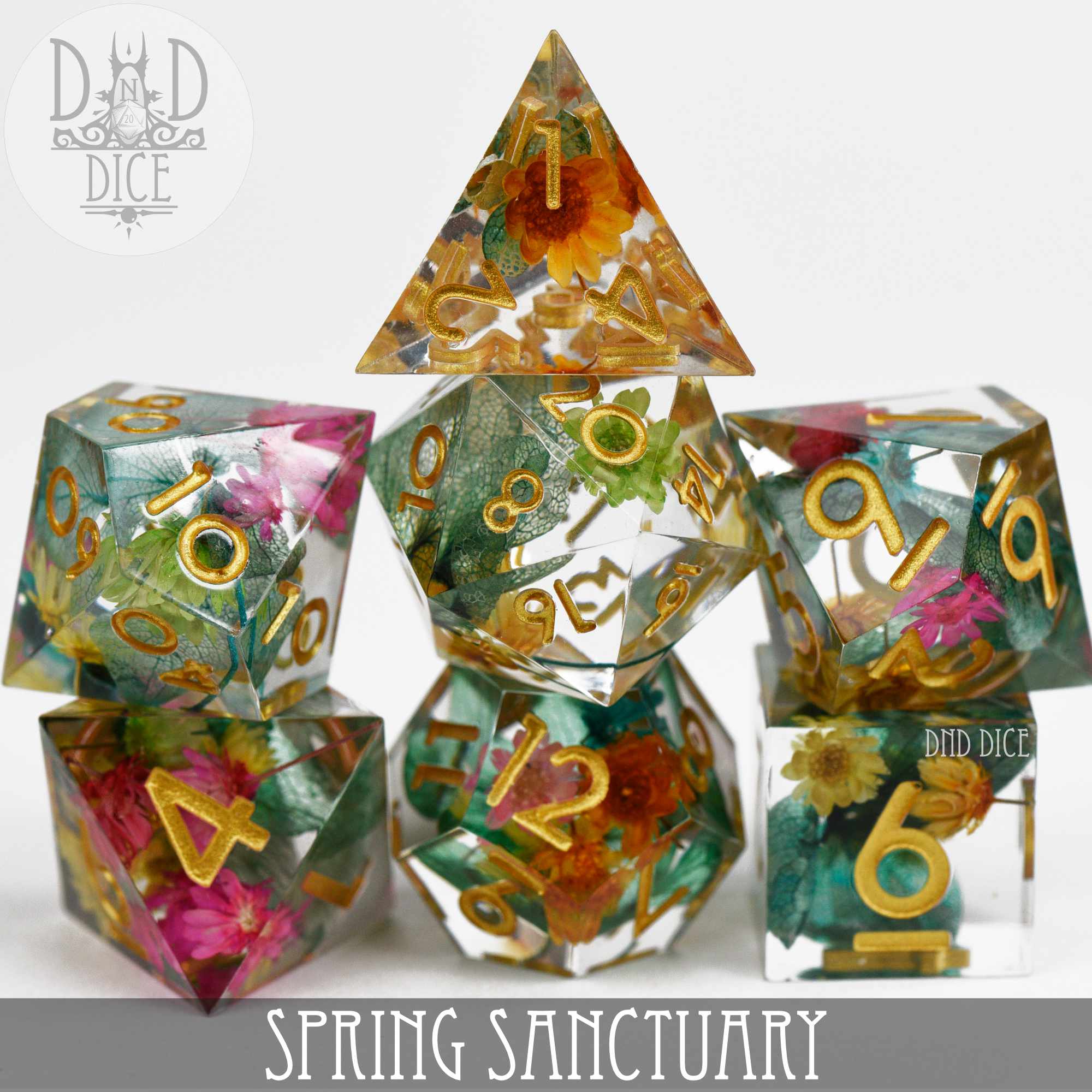 Spring Sanctuary Handmade Dice Set