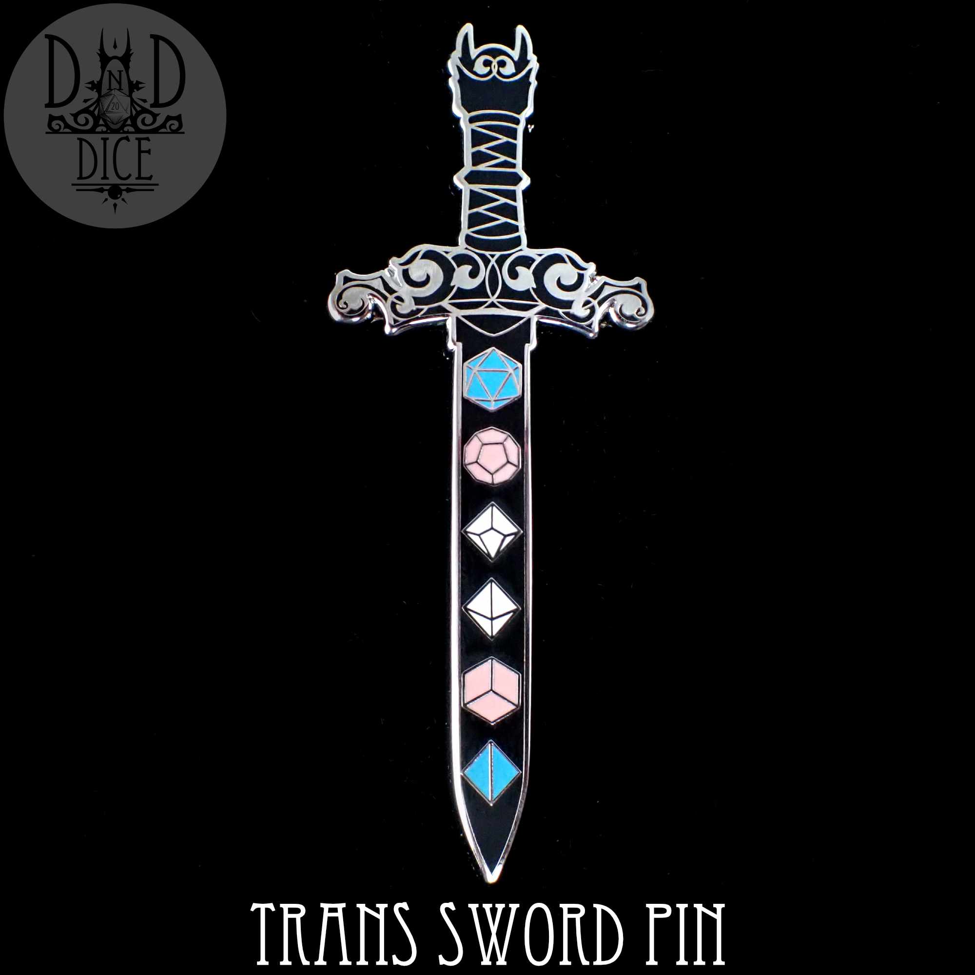 Trans Dice Sword Pin